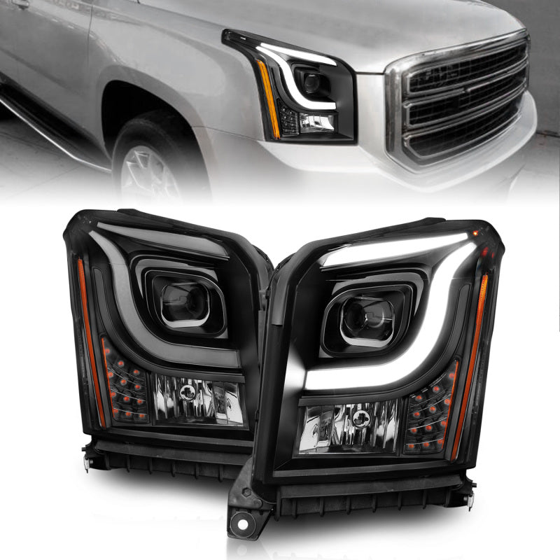 Anzo 15 17 GMC Yukon Yukon XL Projector Headlights Black Housing Clear
